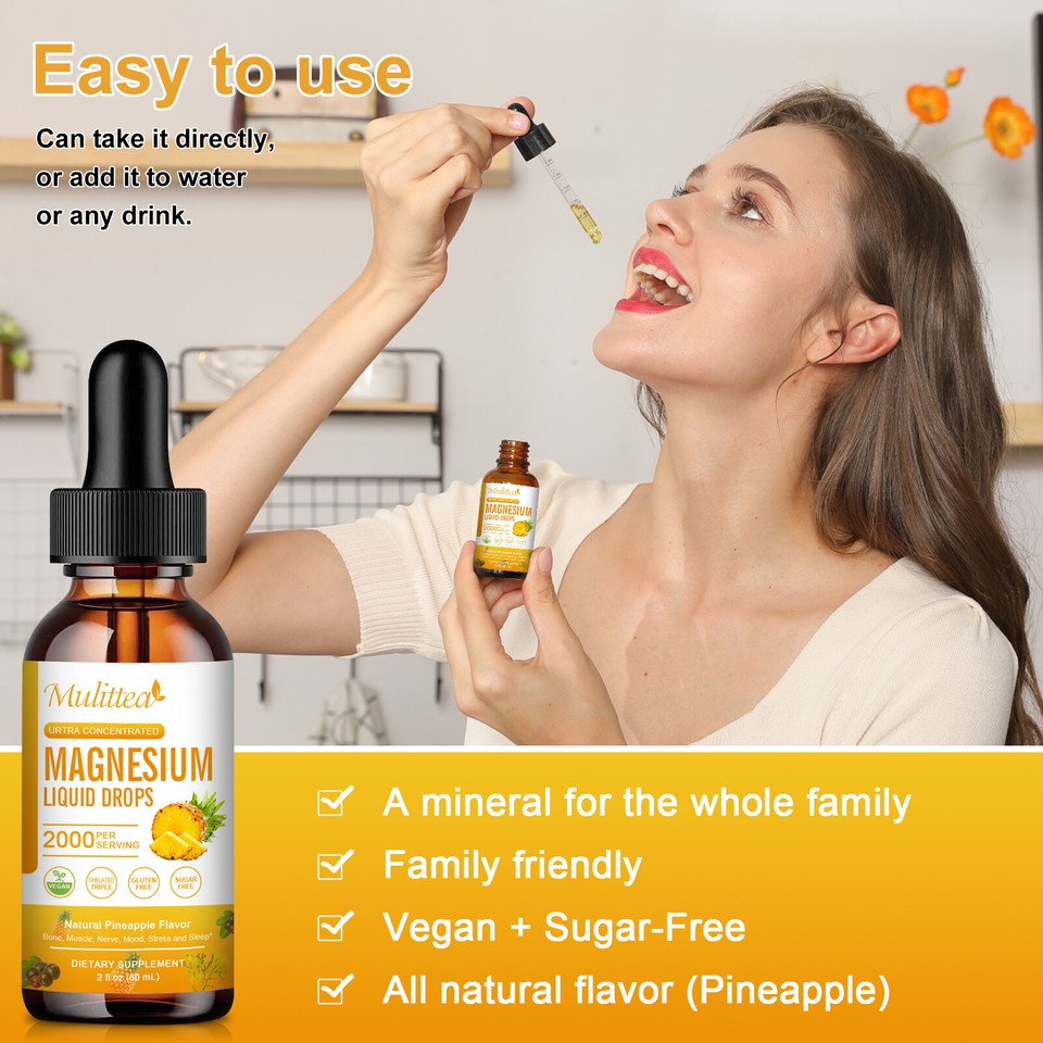 2 Packs Magnesium Liquid Drops, Magnesium Glycinate,Improve Sleep ...