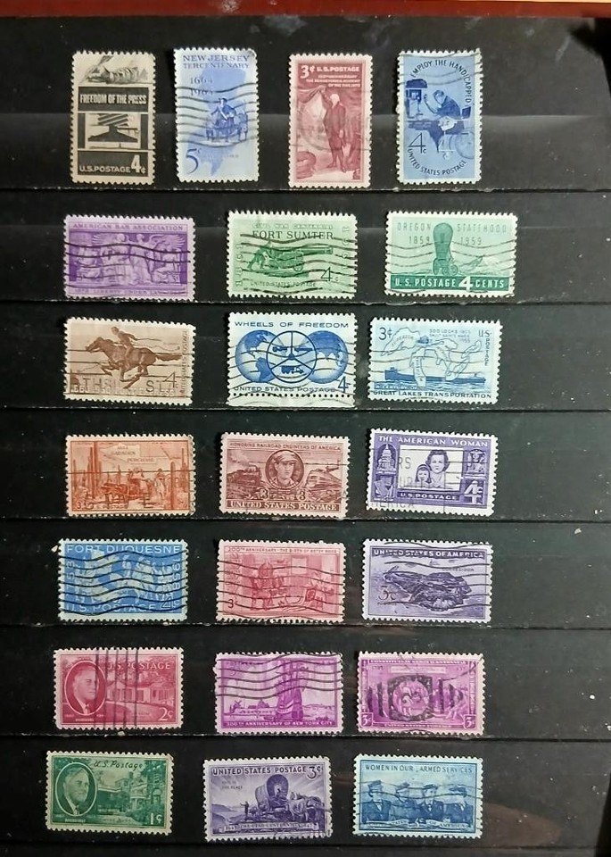 US Stamp Collection Many Old Stamps Including 1898 4c Indian Hunting ...