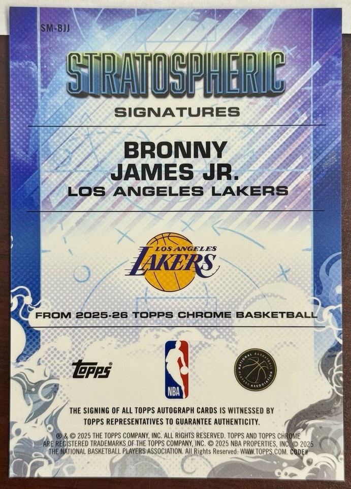 2025-26 Topps Chrome Bronny James Jr. Stratospheric Signature Auto #SM ...