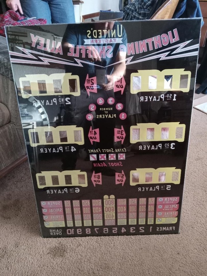 United's Lightning Shuffle Alley Reproduction Backglass. Shipping is ...