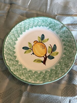 Solimene Vietri Gumps Plate Green Sponged Border Fruit Lemon 10” RARE ...