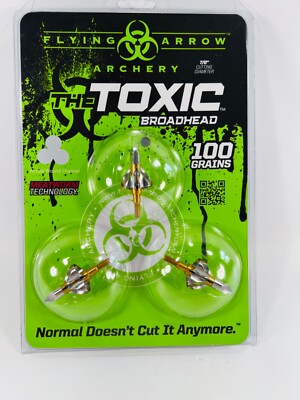 Flying Arrow Archery The Toxic Broadhead 100 Grain: 7/8" Cut 3 Pack ...