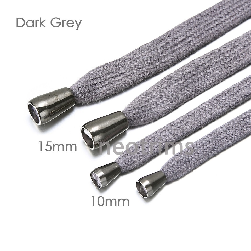 Drawstring Cord Flat Cotton Sweatshirt Hoodie String Gunmetal Toggles ...