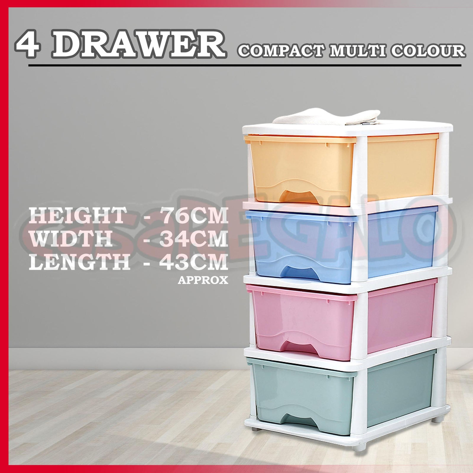 4/5 Tier Drawer Storage Organiser Plastic Office Box Cabinet Coloured ...