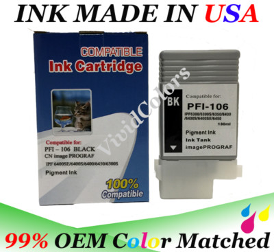 Black PFI106 BK ink Cartridge fits Canon tank imagePrograf 6400 6450 ...