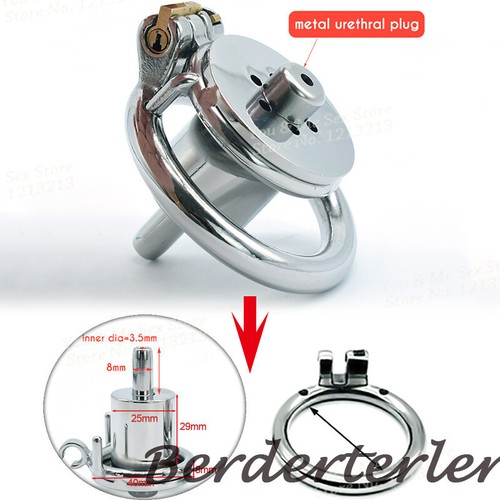 Stainless Steel Inverted Plugged Small Short Men Chastity Device Cage ...