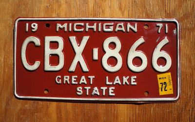 1971 Michigan State License Plate With 1972 Validation Sticker | eBay