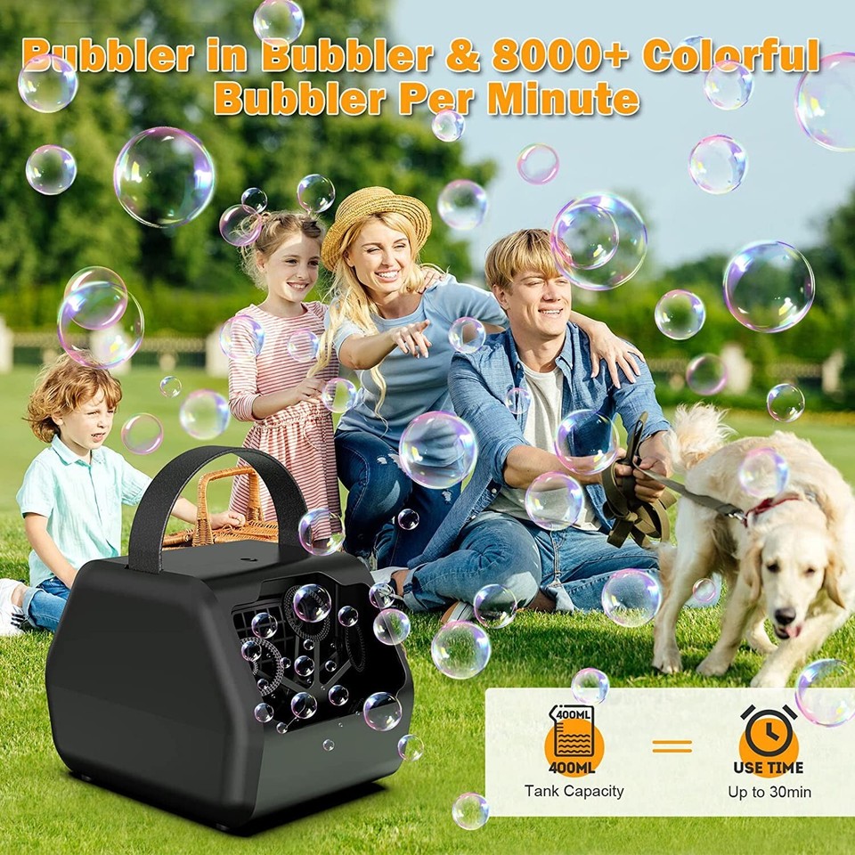 Rechargeable Bubble Machine – 2 Speeds, 16,000+ Bubbles/Min, USB ...