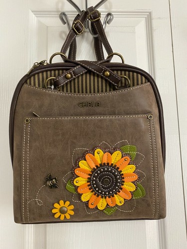 Chala SUNFLOWER CONVERTIBLE BACKPACK PURSE - Roomy - STONE GRAY/BROWN ...