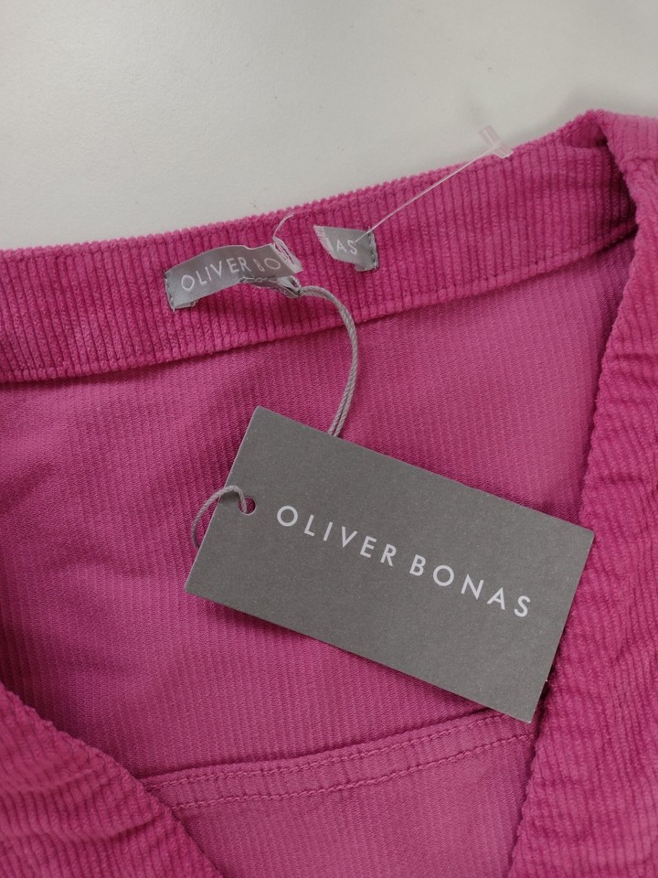 Oliver Bonas Pink Cord Mini Dress Women's UK 14 Pinafore Style Buttons ...