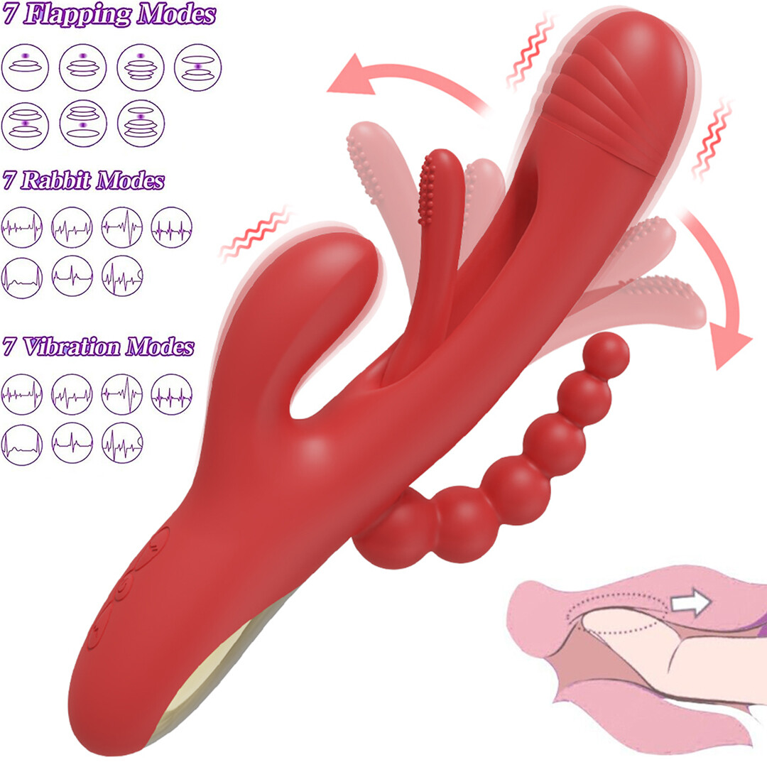 3 in 1 Flapping Vibrator Dildo Tapping G Spot Rabbit Vibrator Sex Toys ...