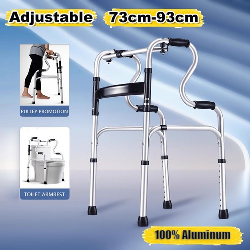 Folding Walker Medical Walking Aid Frame Height Adjustable Lightweight ...