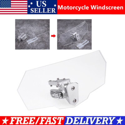Universal Motorcycle Adjustable Front Clip On Wind Deflector Windscreen ...