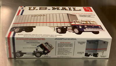 AMT U.S. MAIL TRACTOR AND TRAILER MODEL-KIT 1/25 SCALE ONE PIECE SEALED ...