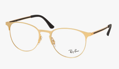 New Ray-Ban Reading Glasses RB 6375F 3133 55-18 145 Gold Round Frames ...