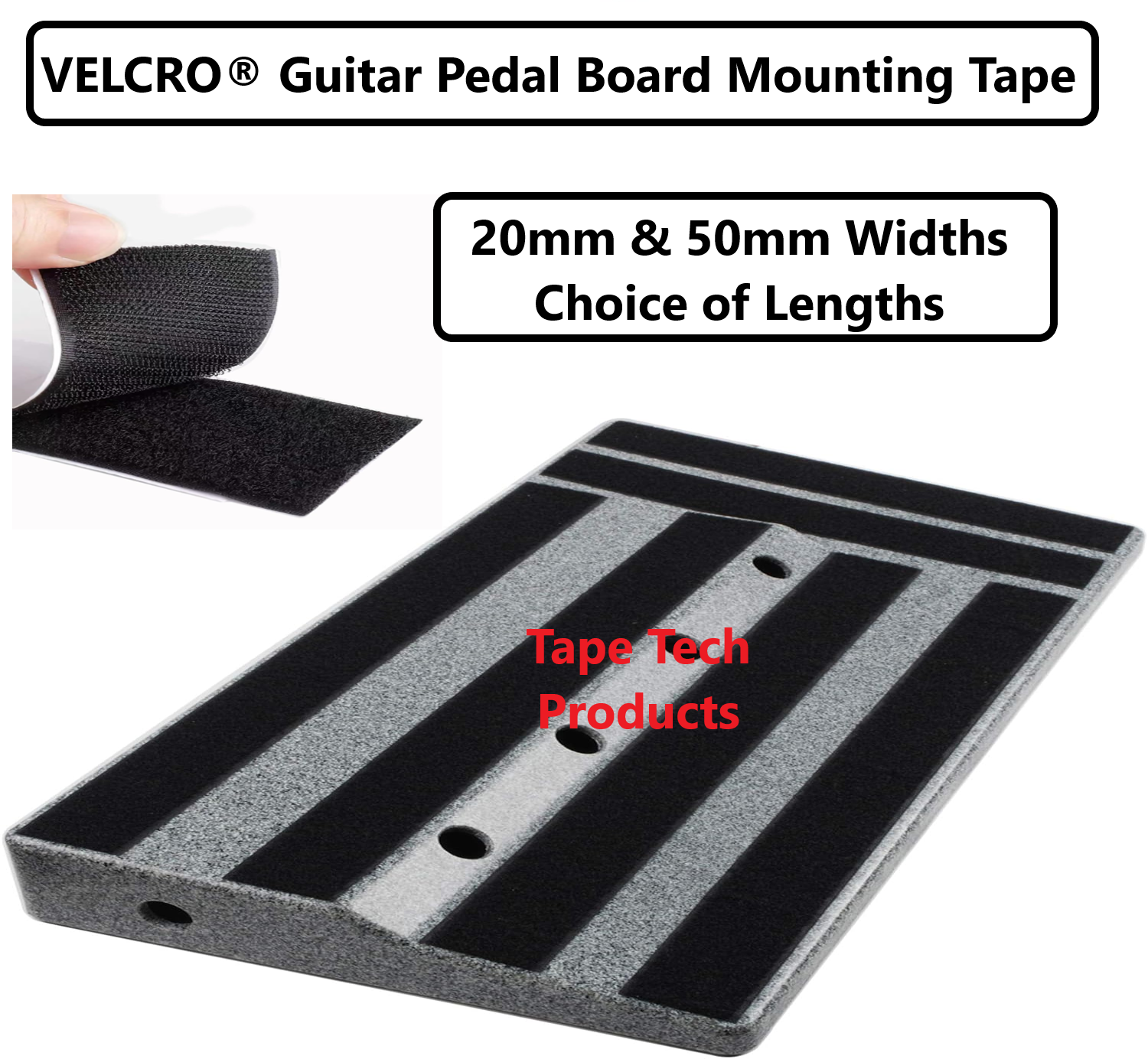 Guitar Pedal Board VELCRO® Mounting Tape Black Hook and Loop Pedalboard ...