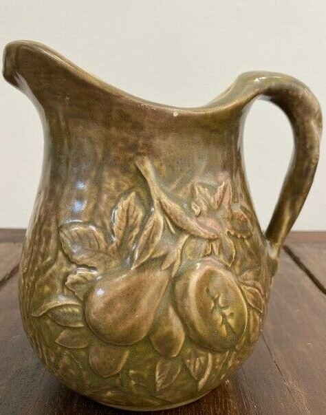 Unique Muddy Green Pitcher with Sturdy Handle & Grapes on 1 Pears on ...