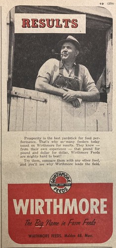 1957 AD.(XH63)~WIRTHMORE FEEDS, MALDEN, MASS. WIRTHMORE FARM FEEDS | eBay