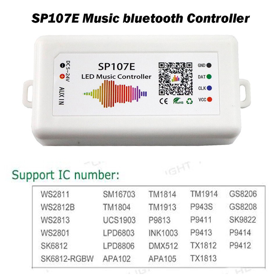 SP107E Bluetooth LED music Controller for LED Strip WS2811 WS2812B ...