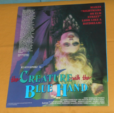 vintage THE CREATURE WITH THE BLUE HAND video store advertisement promo ...