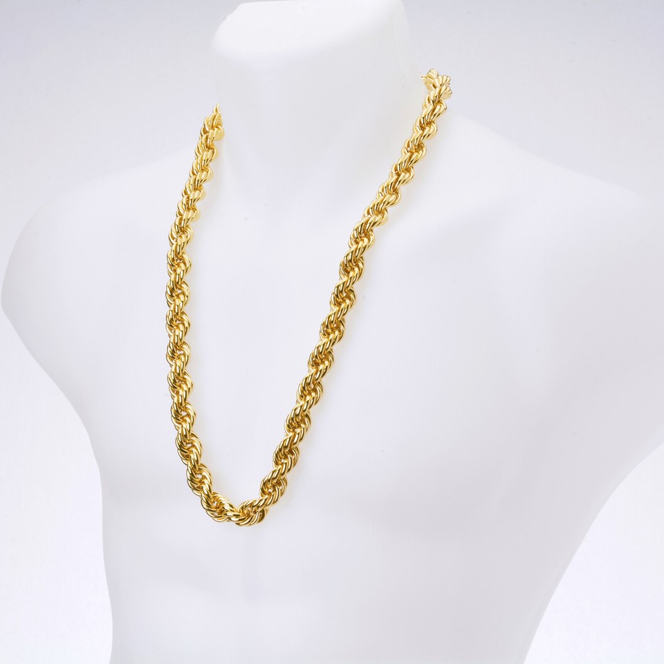 Gold Plated Hollow Chunky Rope Dookie Chain Necklace 30" | eBay