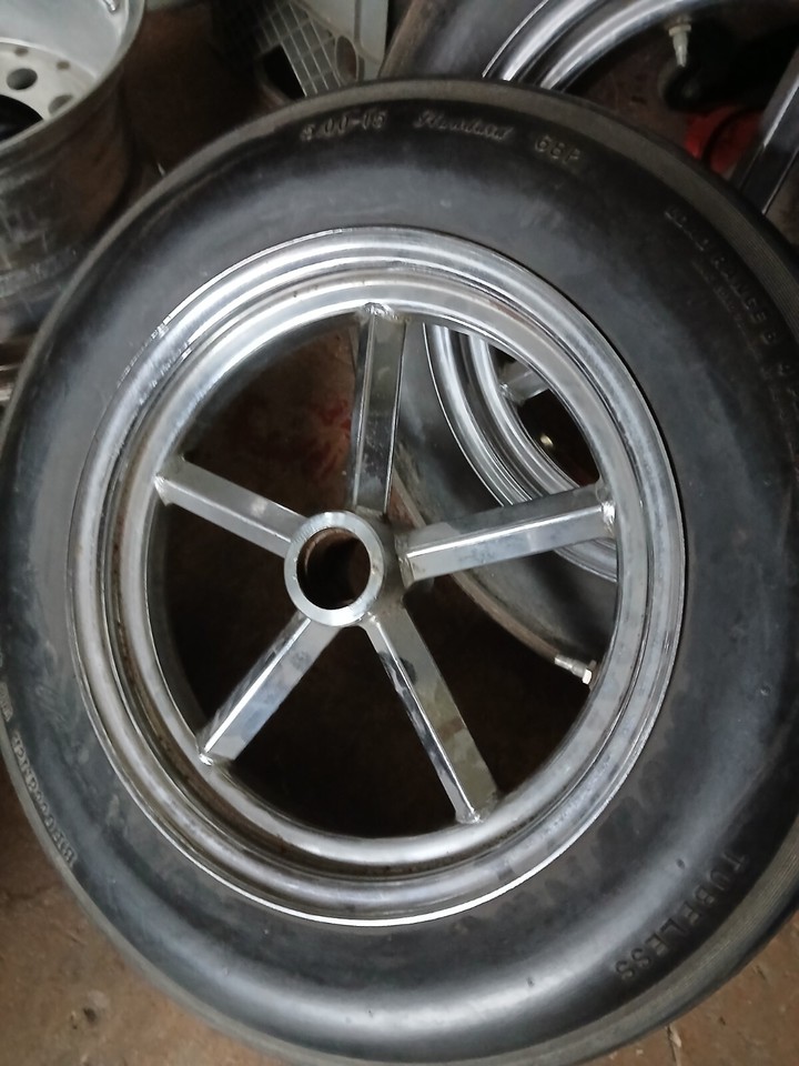 ☆RARE GASSER Wheels 15x10 15x3 spindle mount Ansen WILLYS chrome Daisy ...