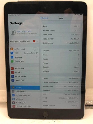 Apple iPad mini 3rd Gen A1600 64GB Wi-Fi 7.9" MGK12LL/A - Good Working ...