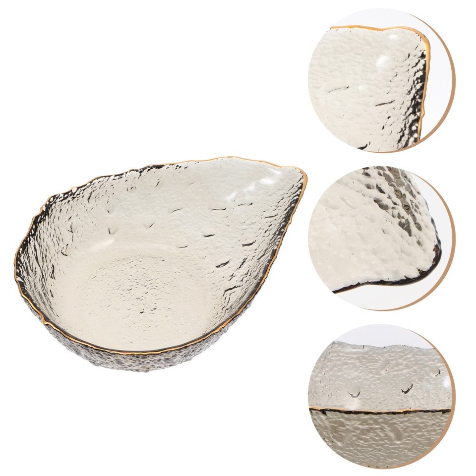 1pc Water Drop Shape Glass Bowl Salad Bowl Home Restaurant Hotel Mixing ...