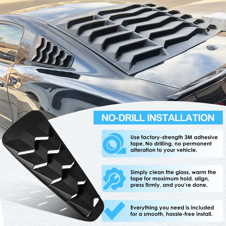 For Ford Mustang 2005-2014 Rear+Side Window Louver Windshield Sun Shade ...