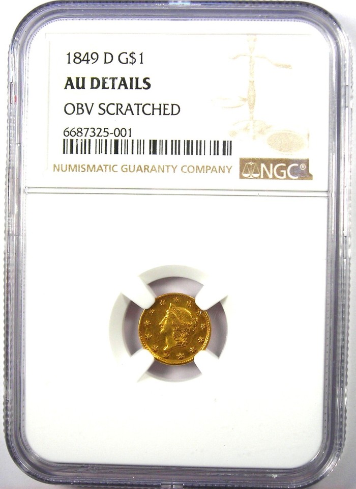 1849-D Liberty Gold Dollar G$1 - Certified NGC AU Detail - Rare ...