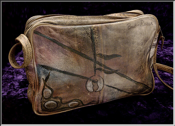 Vtg Brit Rosen 1 of a Kind Hand Painted Multi Metallic Leather Cross ...