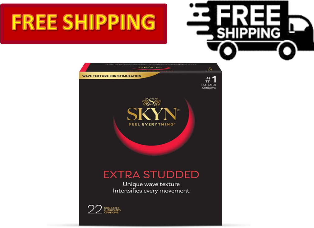 SKYN Extra Studded Condoms Non-Latex Ultra Thin Natural Feel 22 Count ...