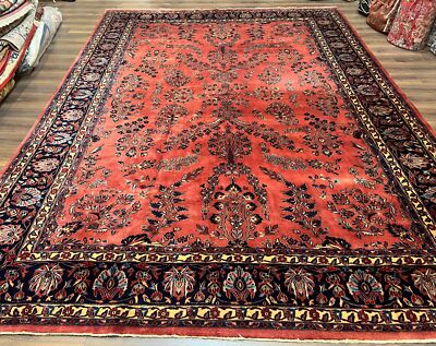 Vintage Indo Sarouk Oriental Rug 10x14 Wool Hand Knotted Floral Allover ...