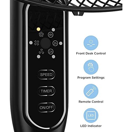 16'' Pedestal Remote Control, Oscillating Stand Up Fan 7-Hour Timer, 3 ...