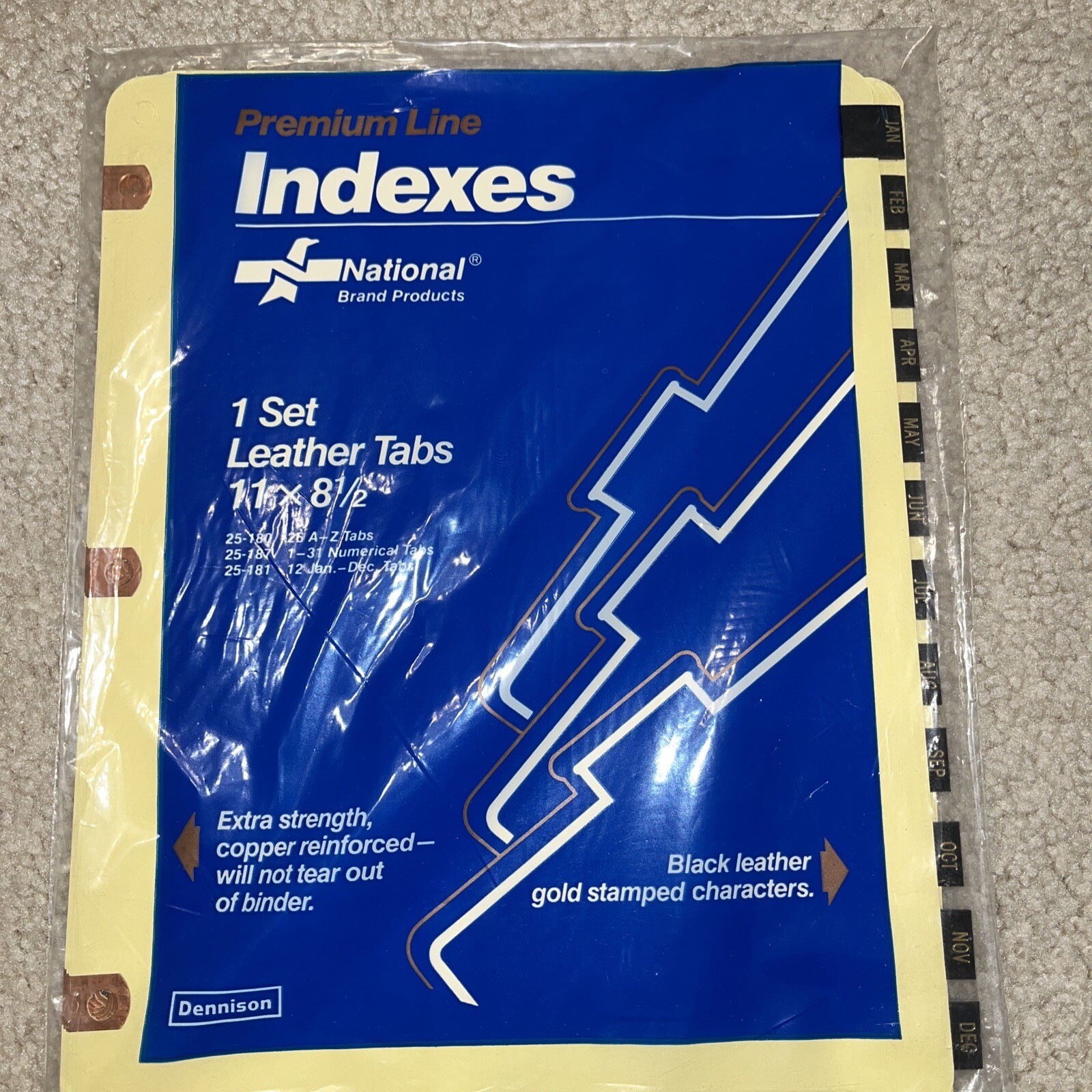 Premium Line Indexes- Leather Tabs #25-181 Monthly Set for Ring Binder ...