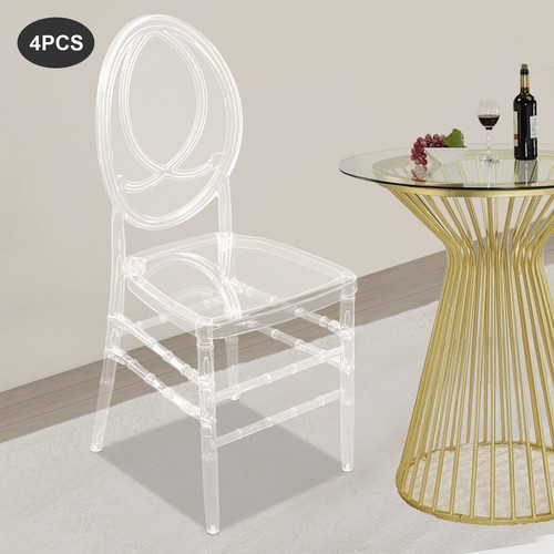 4PCS Stacking Chairs Clear Dining Chairs Elegant Party Event Wedding ...