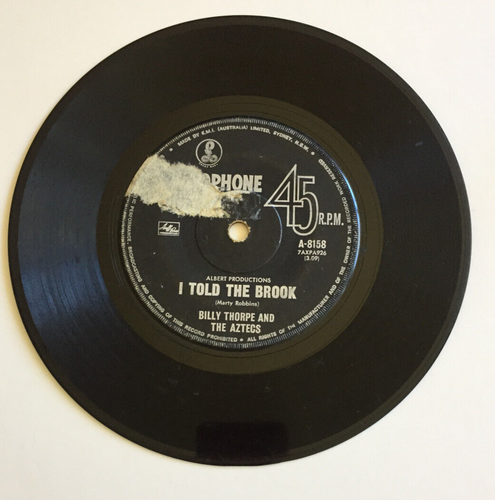 BILLY THORPE AND THE AZTECS 7"45 -"I TOLD THE BROOK" 1965 PARLOPHONE AUSTRALIA | eBay Australia