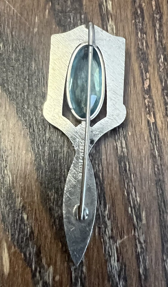 Signed Czech Slovak Vintage Silver Pot Metal Vanity Mirror Shape Blue ...