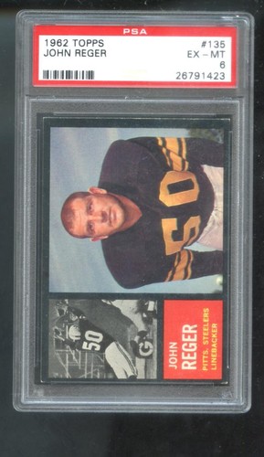 1962 Topps #135 John Reger Pittsburgh Steelers PSA 6 Graded Football ...