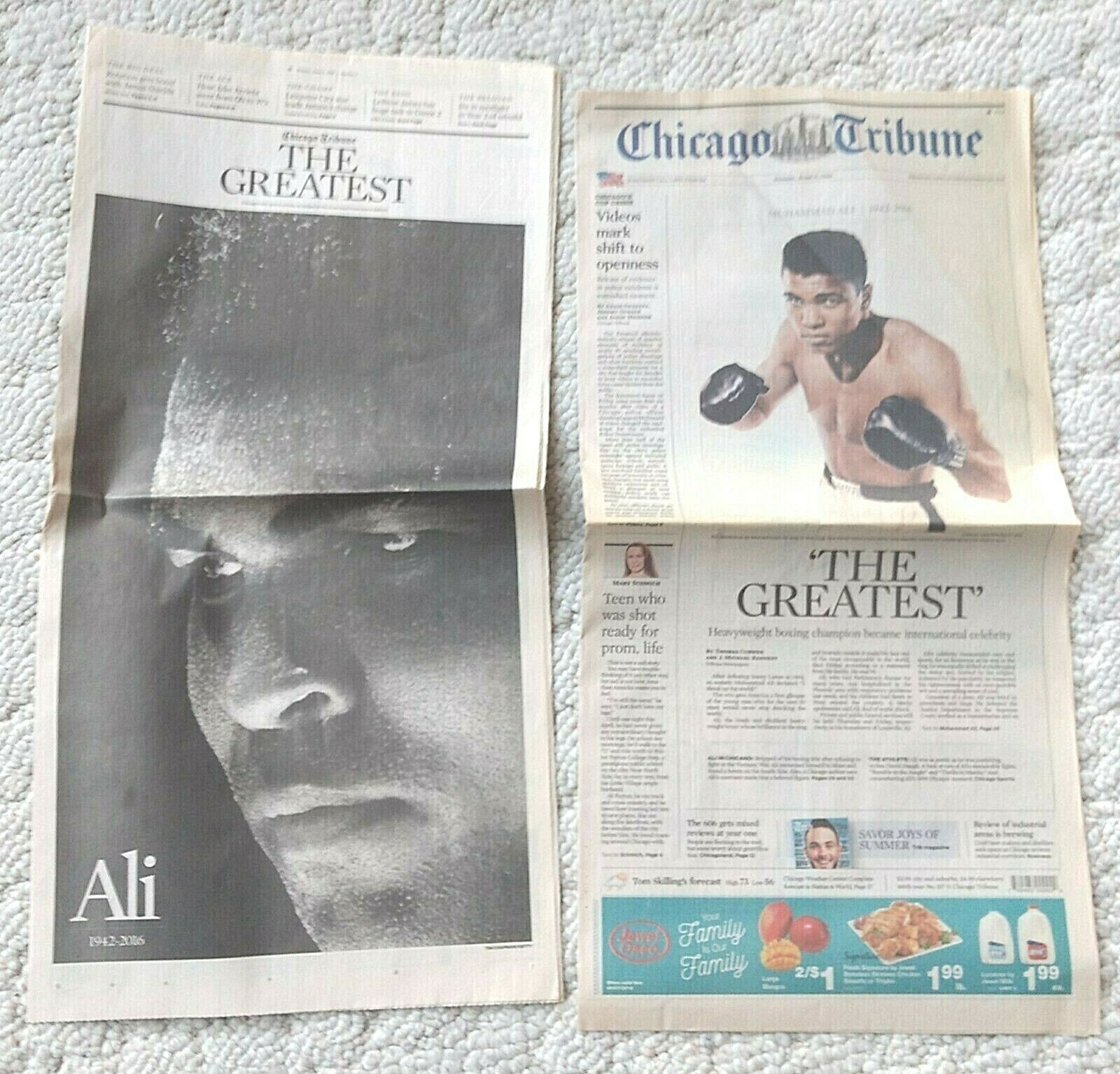 Death Muhammad Ali Chicago Tribune 6-4-2016 plus 6-5-2016 The Greatest ...