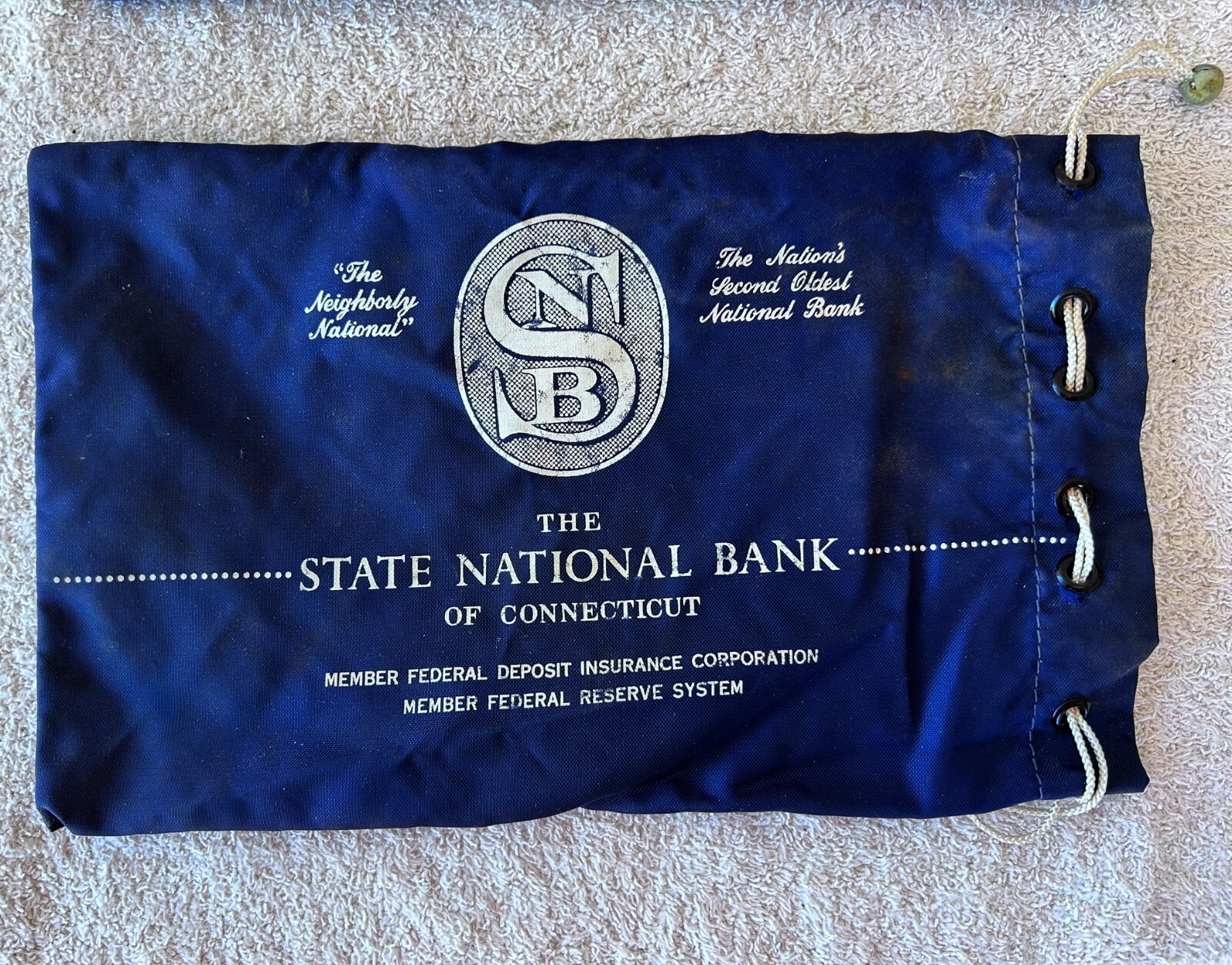 Vintage State National Bank of Connecticut Blue Canvas Coin Money ...