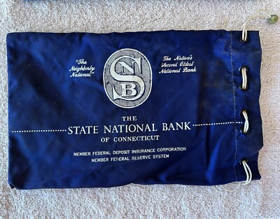 Vintage State National Bank of Connecticut Blue Canvas Coin Money ...