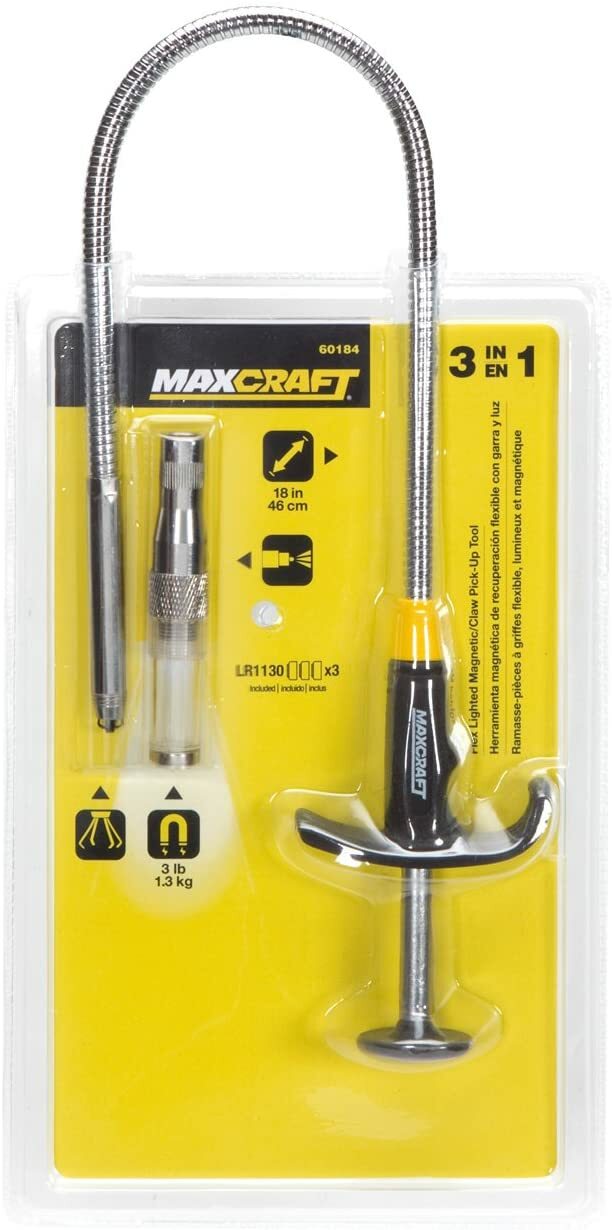 Maxcraft 3-in-1 Flex Lighted Magnetic/Claw Pick-Up Tool 60184 for sale ...