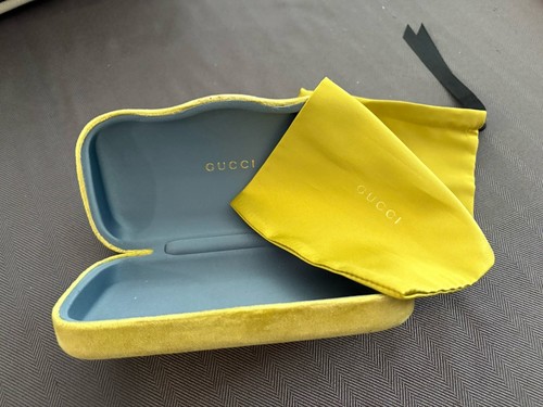 NEW - GUCCI SUNGLASSES CASE WITH SATIN DRAWSTRING POUCH (Gold) | eBay
