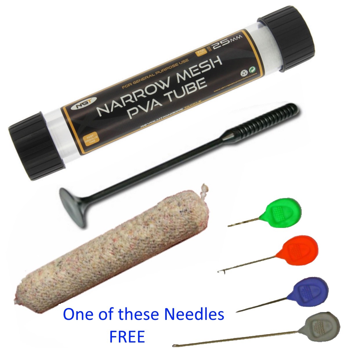 NGT PVA Mesh 25mm 7 Metres Stocking Plunger + FREE Baiting Needle Carp ...