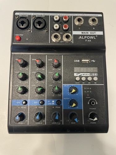 ALPOWL F-4A - 4 Channel Live Studio Audio Mixer Mixing Console USB ...