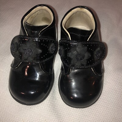 INFANT GIRLS STRIDE RITE BLACK PATENT LEATHER ANKLE SHIES SIZE 4W | eBay