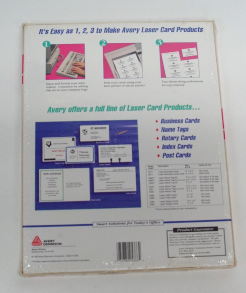 Vintage Avery 5386 Laser Rotary Cards. 150 3x5 Cards - Brand New Sealed ...