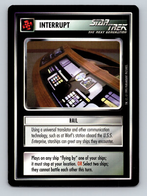 Star Trek CCG Interrupt Hail Black Boarder Card STNG TCG SciFi ...