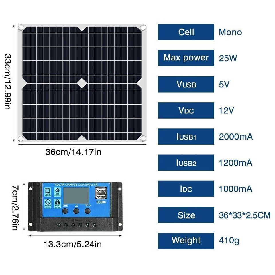 200 Watts Solar Panel Kit 30/100A Battery Charger with 12/24V ...